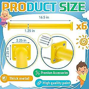 Set of 6 Monkey Bars Ladder Rungs Playground Sets for Backyards Steel Swing Set Accessories Playground Equipment Outdoor Climbing Kits for Children Outdoor Indoor Playroom Supplies (Yellow, 16.5 Inch)
