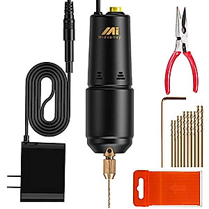 Electric Resin Drill Set, Midvalley Pin Vise Electrical Mini Hand Drill Kit with 10Pcs Twist Drill Bits (0.8-1.2 mm) Tool, for Resin Craft, DIY Jewelry Making Keychains, Pendant, Plastic Wood.
