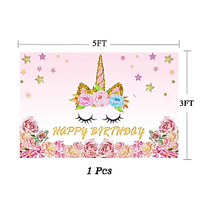 Unicorn Birthday Party Supplies Decorations For Girls, Rainbow Unicorn Party Backdrop And Balloons Kit For Photo Background, Photo Backdrop Gift