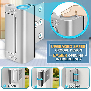 Home Security Door Reinforcement Lock - Safety Child Proof Door Locks with 8 Screws for Inward Swinging Front Doors, Extra Add a Top Lock Inside Withstands 800 lbs Deadbolt Latch, Guard Bedroom Patio