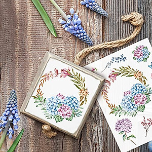 GSS Designs Hydrangea Rub on Transfers for Crafts and Furniture 2 Sheets 12"x16"- Home Furniture Transfers Rub on - Decor Flowers Stickers DIY Kits for Adults