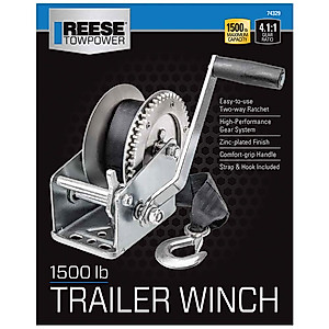 Reese Towpower 74329 Trailer Winch,Silver