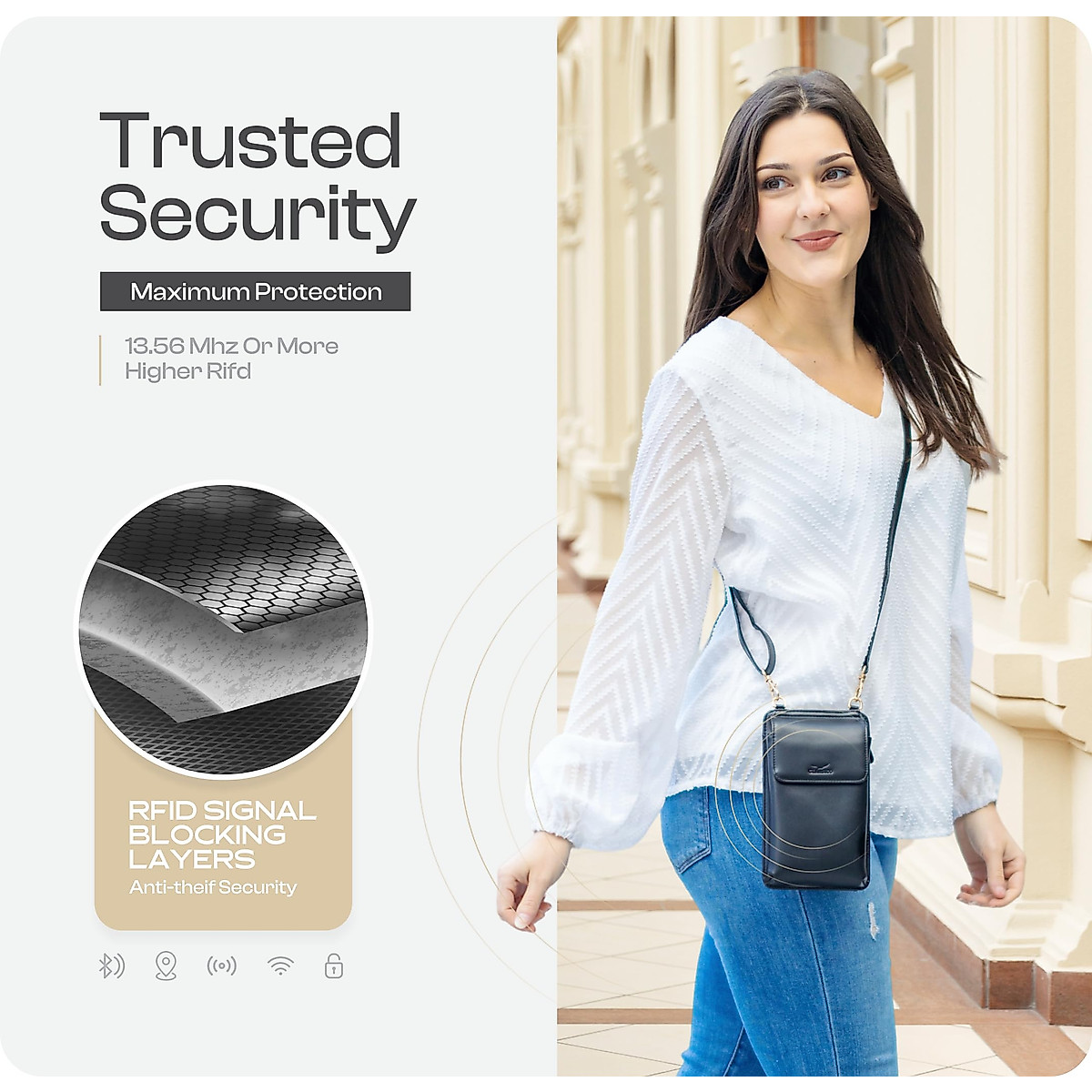 Claasico Womens Crossbody Wallet & Phone Case | iPhone/Samsung/LG Magnet Cell Pouch & Handbag