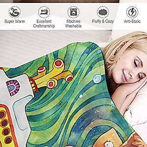 Yellow Submarine Flannel Warm Throw Blanket Utra Soft Lightweight Cozy Decor for Couch/Bed/Camping 50"x60"