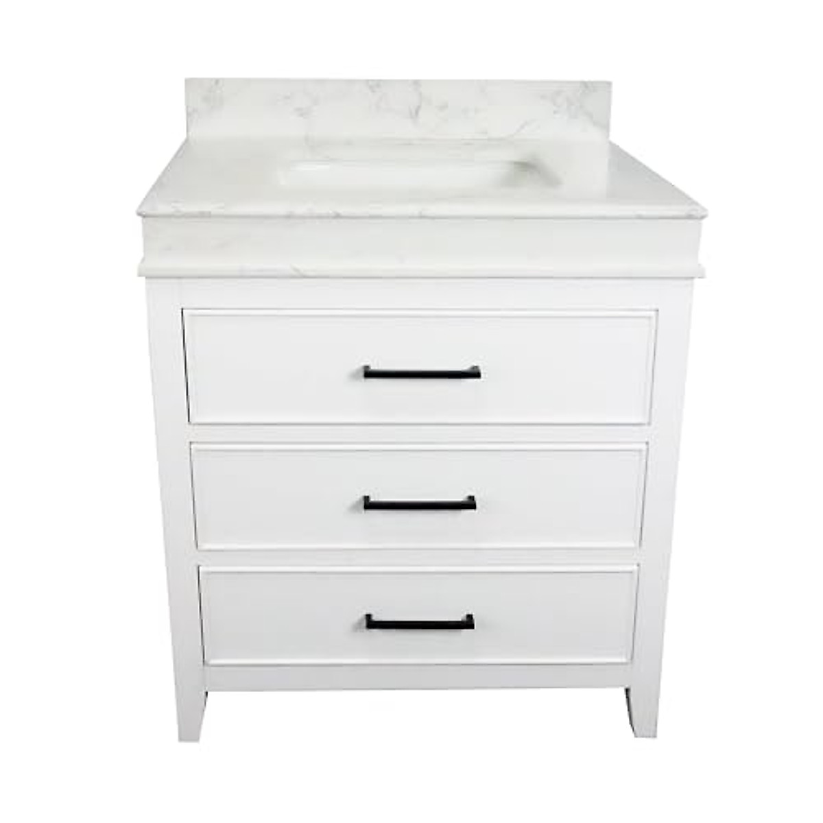 Kitchen Bath Collection Kensington 30-inch Bathroom Vanity (Engineered Marble/White): Includes White Cabinet with Engineered Marble Countertop and White Ceramic Sink