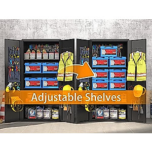 ANTISTA Metal Storage Cabinet - 72-Inch Black Lockable Garage Cabinet with Doors& 4 Adjustable Shelves | Heavy-Duty Steel Cabinet for Garage, Office, Pantry, Gym