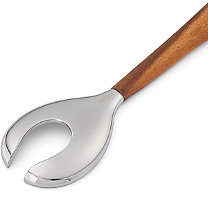 Nambe - Gourmet Collection - Curvo Serving Fork - Measures at 13" - Made with Acacia Wood and Stainless Steel - Designed by Steve Cozzolino