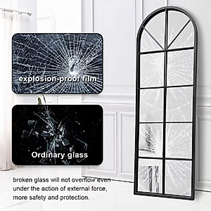 Dewfig Arched Wall Full Length Mirror 22"x65", Black Arched Window Mirror, Vanity Mirror for Bathroom, Bedroom, Entryway, Wall Mirror Full Length with Metal Frame, Arch Top Wall Mirror, Black