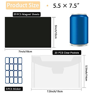 40 Pcs Die Storage Pockets and Magnet, 0.5mm Thickness Magnetic Sheets for Die Storage, 5.5 x 7.5 Inch Craft Die Storage Envelopes, Magnetic Die Storage, Stamp and Die Storage Pockets