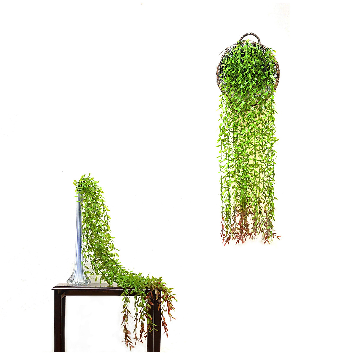 Walnut Home Hanging Leaves 6Pcs Vine Garland Eucalyptus Garland Artificial Vines Leaves and Stem Ivy Realistic Greenery Decor Jungle Decoration