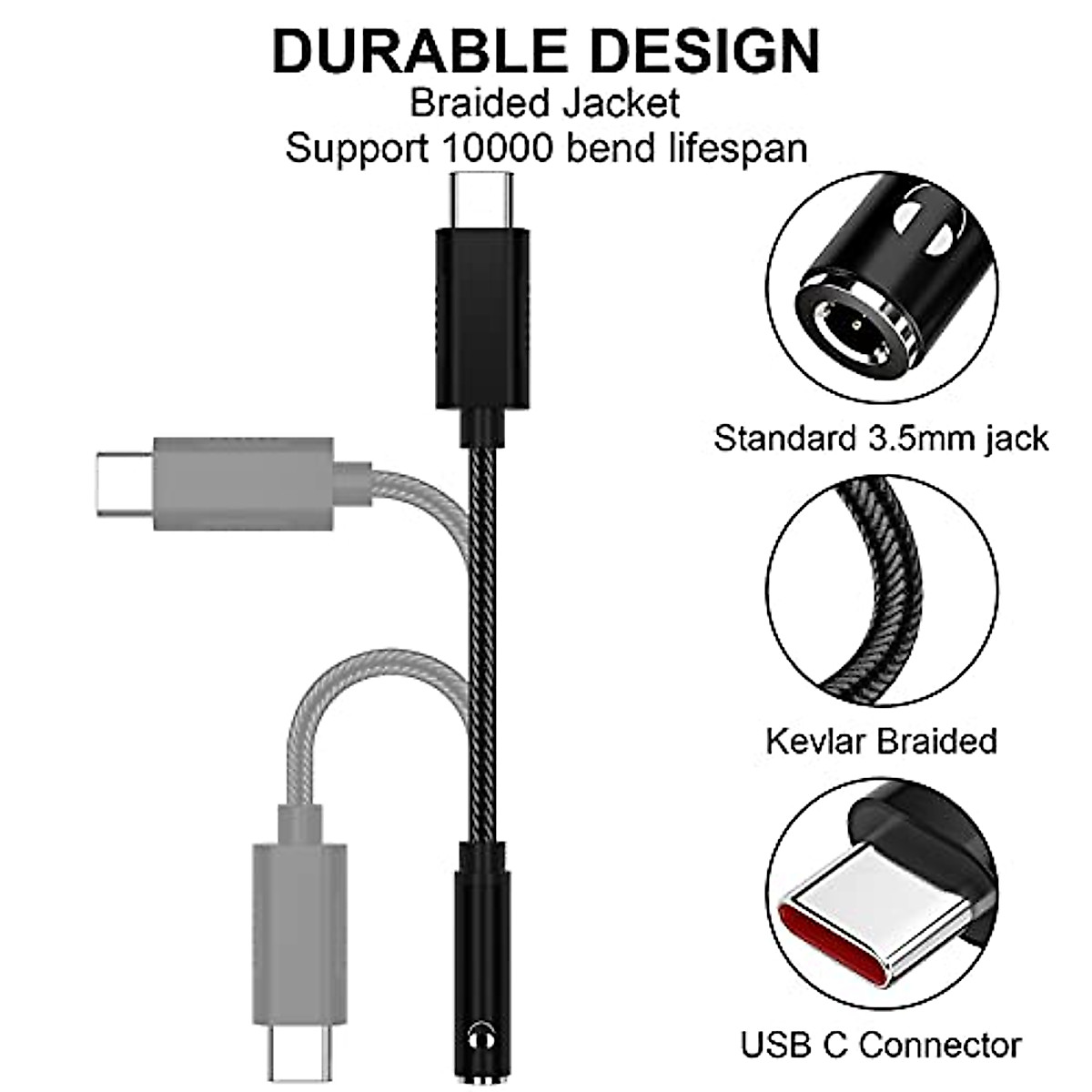 TITACUTE USB Type C to 3.5mm Audio Jack Headphone Adapter for Samsung S22 S21 S20 FE Galaxy Z Flip 3 Fold Note 20 Stereo Dongle USBC Aux Cable Cord for iPad Mini Air Pro OnePlus 9 8T Google Pixel 6 5