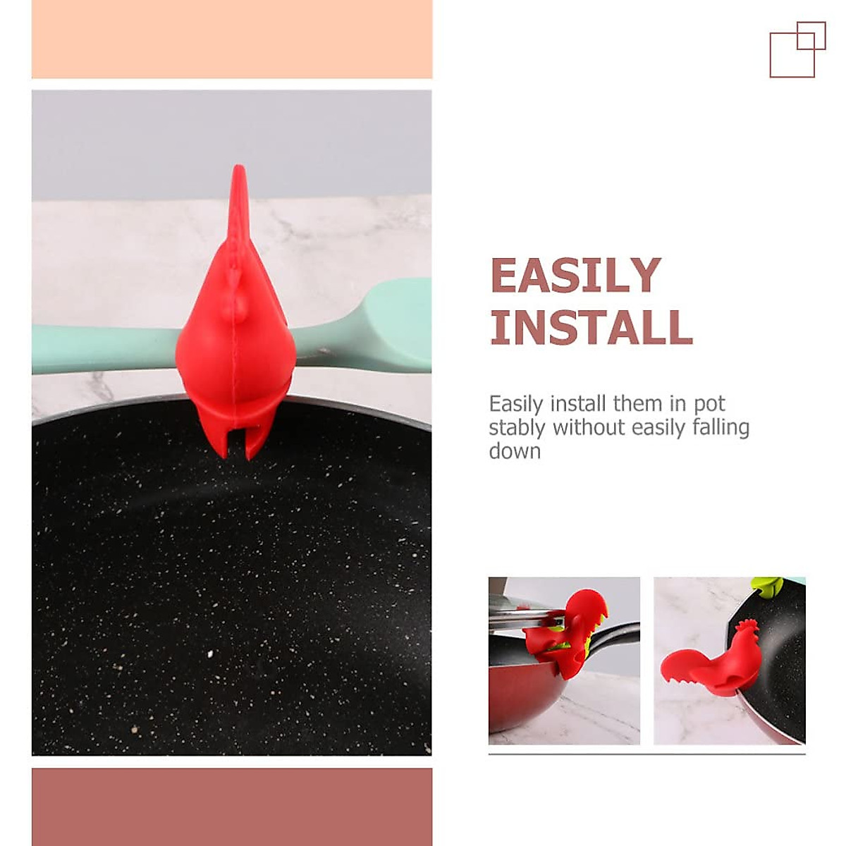 Tofficu 2pcs Anti-spill Pan Tongs Lid Holder for Pots Pot Side Spatula Support Rooster Spoon Holder Pot Fixed Clamp Kitchen Utensils Holder Crab Boil Pot Spoon Rest Multipurpose