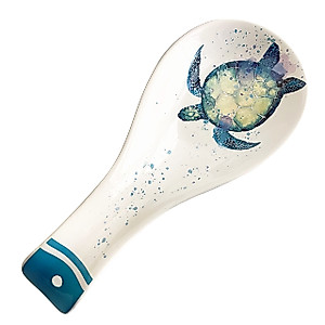 Large Spoon Holder - Sea Turtle Spoon Rest - Nautical, Ocean Beach Decor - Utensil Holder/Ceramic Spoon Holder for Kitchen - Great Kitchen Gift for Men, Women, Friends, or Birthdays
