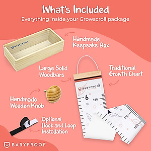 Growth Chart for Kids by Baby Proof - Measuring Height Chart and Kids Decor! Meaningful Memories Through Kid Size Chart Measurement. Night Sky Growth Chart Ruler for Wall with Wooden Keepsake Box