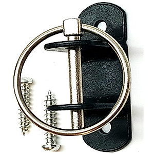 Hill Saddlery (2 Pack) Horse Stall Water/Feed Bucket Hanger Bracket with Pin and Mounting Screws (Black) - Stall Bucket Hanger - Bucket Hook