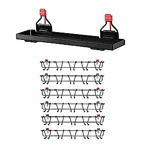 Rubbermaid 20 Pound Capacity Metal Shed Tool and Accessory Shelf and 50 Pound Capacity 34 Inch Storage Shed Tool Rack (6-pack)