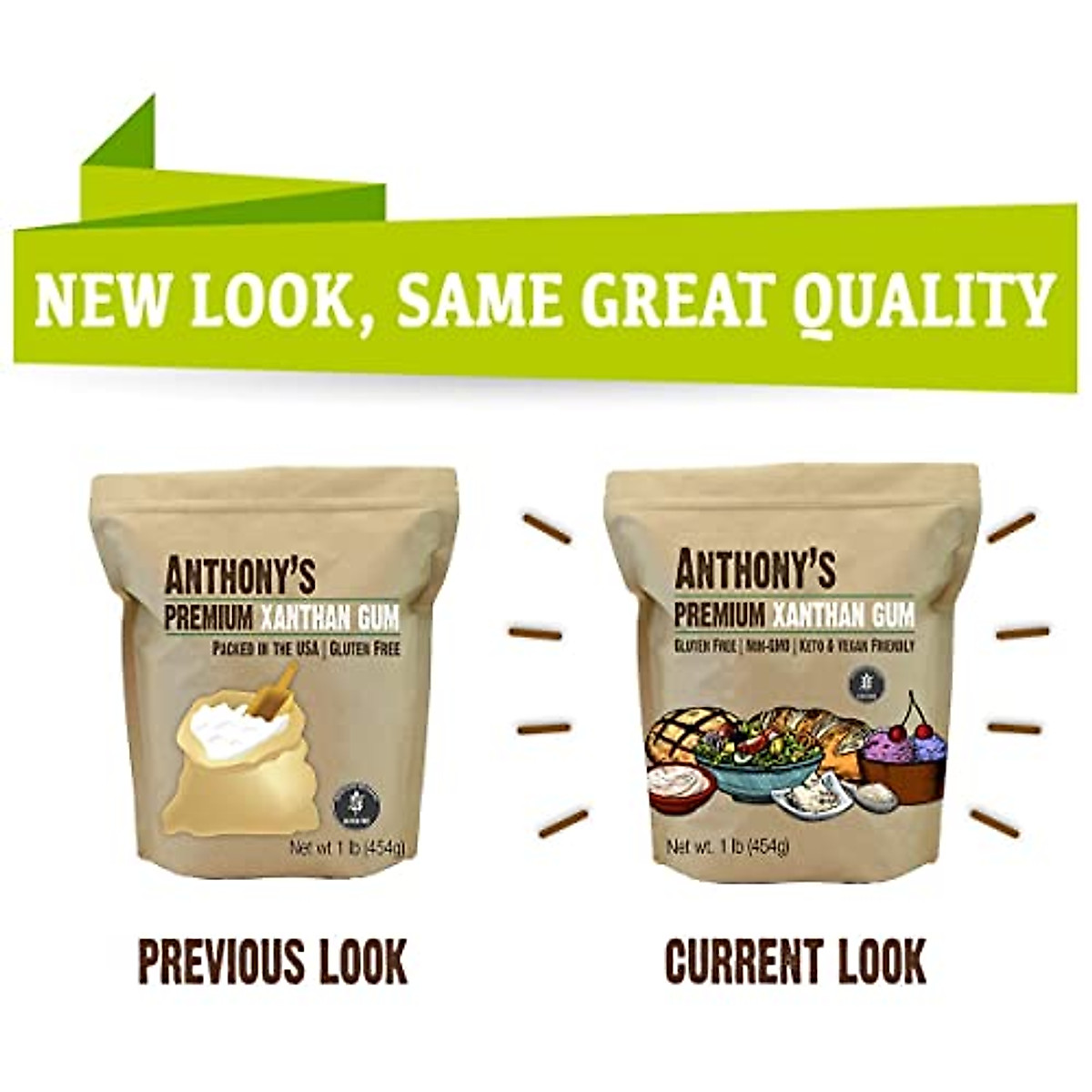 Anthony's Xanthan Gum, 1 lb, Batch Tested Gluten Free, Keto Friendly, Product of USA