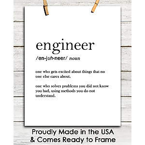 Engineer Funny Definition: 8x10 Unframed Chic, Boho & Modern Typography Wall Art Poster Print for Office, Classroom, Dorm & Bedroom Decor - Creative Idea for Engineers & Engineering Students