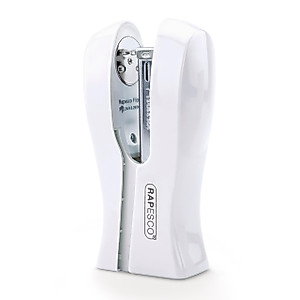 Rapesco 1319 Stand Up/Space-Saving Stapler, 20 Sheet Capacity, White
