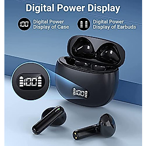 Wireless Earbuds meyer Bluetooth Headphones In Over Ear Bluetooth 5.3 Earphones with Microphone, Waterproof Ear Buds for Workout Sport Running Gym Gaming, HiFi Stereo LED Display, USB-C, Touch Control