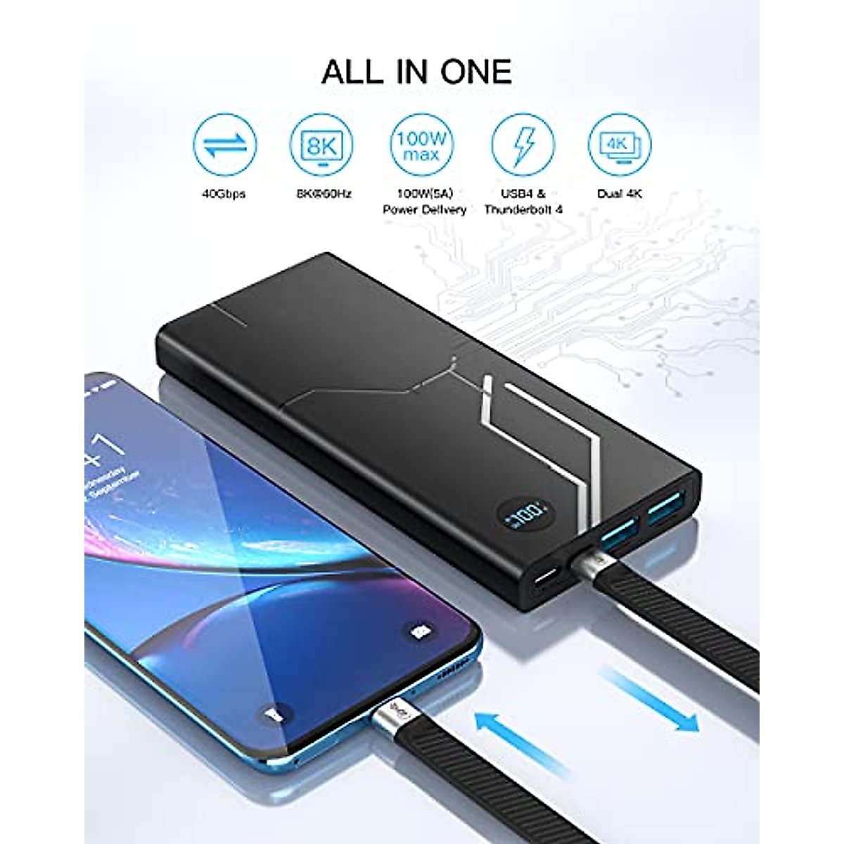 LamToon 40Gbps USB4 Compatible with Thunderbolt 4 Cable, 100W Charging,40Gbps Data Sync, Short USB C Cable Supports 8K Display, Compatible with Thunderbolt 3 and USB C 3.1 for External SSD,Hub,Docking