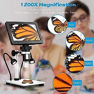 Wishiot 1-1200X G1200 Electronic Video Microscope 7inch HD LCD Display 12MP Magnifier PCB BGA SMT Soldering Digital Microscope US Version