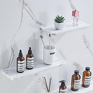 kaileyouxiangongsi 10.4 Inch x 6.4 Inch x 0.4 Inch White Marble Corner Shower Shelves,Modern Floating Shelf Wall Mount for Bathroom Wall Shelf