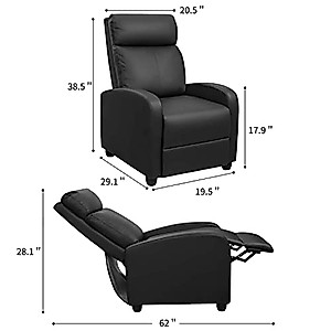 Devoko Massage Recliner Chair Home Theater Seating Pu Leather Modern Living Room Chair Furniture with Padded Cushion Reclining Sofa Chairs (Black)