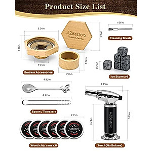 Old Fashioned Cocktail Smoker Kit with Torch, Bourbon Smoker Infuser Kit with Bonus Smoke Collection Dust Cup, 6 Kinds of Wood, Whiskey Smoker Infuser Kit - Gifts for Men Father Husband (No Butane)
