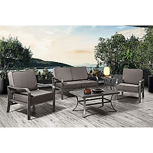 ARTPLAN Outdoor Deep Seat Cushions Set for Patio Furniture,24x24x6,Back18x24x6 Inches,Extra Thick Patio Replacement Cushions,Square,Grey