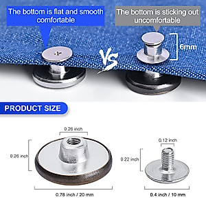 12 Sets Adjustable Buttons for Jeans, 20mm No Sew Instant Metal Buttons, Removable Jean Buttons Replacement Repair Kit with Threads Rivets and Screwdriver