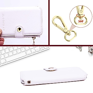 M-Plateau Off white Keychain Wallet, Wallet Women with Circle Coin Purse Keychain and Zipper Card Case,Trifold Leather wallet with ID Window Gift For Women (White)