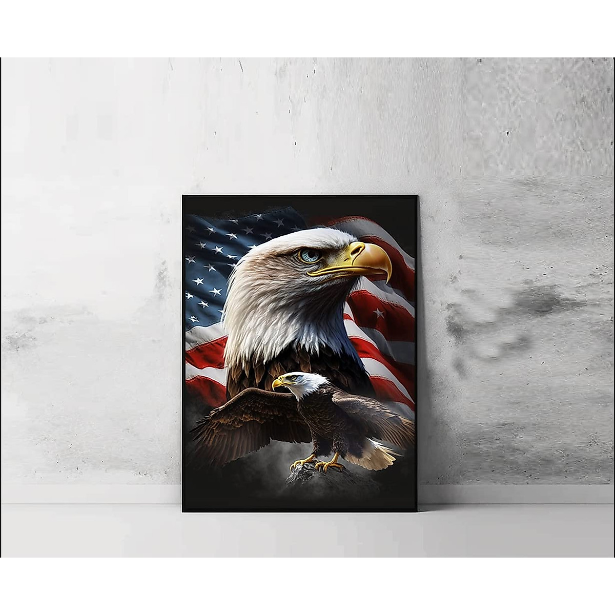 Puraikcmi 4th of July Diamond Paintings Kits for Adults Kids Eagle American Flag 16x20 Inch Patriotic Diamond Art Round Diamonds Dots Gem Wall Decor