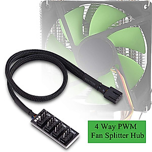 PWM Fan Hub, 4-Pin Computer CPU/Case Fan Power Multi Splitter Connector Cable Adapter for Computer Cooler Fans