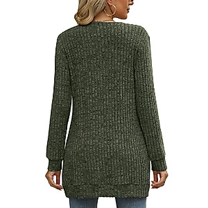 Auremore Fall Tops for Women Long Sleeve Crewneck Oversized Sweaters for Women Trendy Green