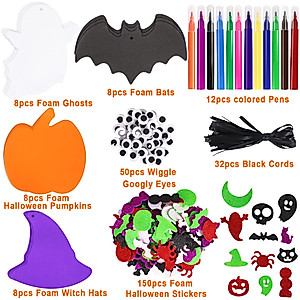 JULBEAR 276 Pcs Halloween Foam Stickers Glitter Crafts Stickers DIY Kits Adhesive Foam Art Stickers for Kids Halloween Decoration Party Supplies