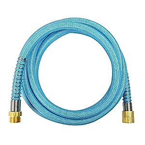 Fevone Garden Hose 12 ft, Drinking Water Safe, Flexible and Lightweight - Kink Free, Easy to Coil, Strain Relief Ends, 3/4" Solid Brass Fittings - No Leak, 5/8" ID, RV Water Hose