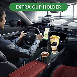 Cup Holder Expander for Car,5-in-1 Car Cup Holder Expander with Detachable Car Phone Holder,Dual Cup Holder&Adjustable Base Essential Car Accessories for Travel, for Water Glass,Fried Chicken Bucket.