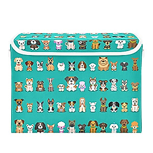innewgogo Different Cartoon Dogs Storage Bins with Lids for Organizing Closet Organizers with Handles Oxford Cloth Storage Cube Box for Living Room
