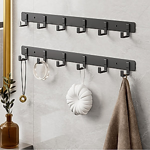 Geobella Wall mountde Coat Rack（2-Pack） 6 Hanging Hooks Entryway Bedroom Bathroom Kitchen for Coat Hooks,Glue Installation Does Not Require Drilling