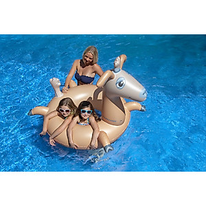 Swimline Inflatable Llama Swim Ring, Tan, 56"/46"/16"-44"