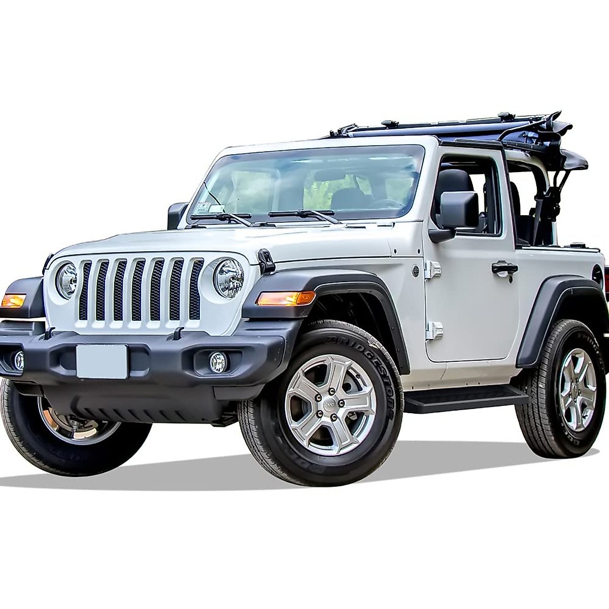 APS Running Boards (Nerf Bars Side Steps Bars) Compatible with Jeep Wrangler JL 2018-2024 2-Door (Factory sidesteps or Rock Rails Have to be Removed) (Black Powder Coated Running Board Style)
