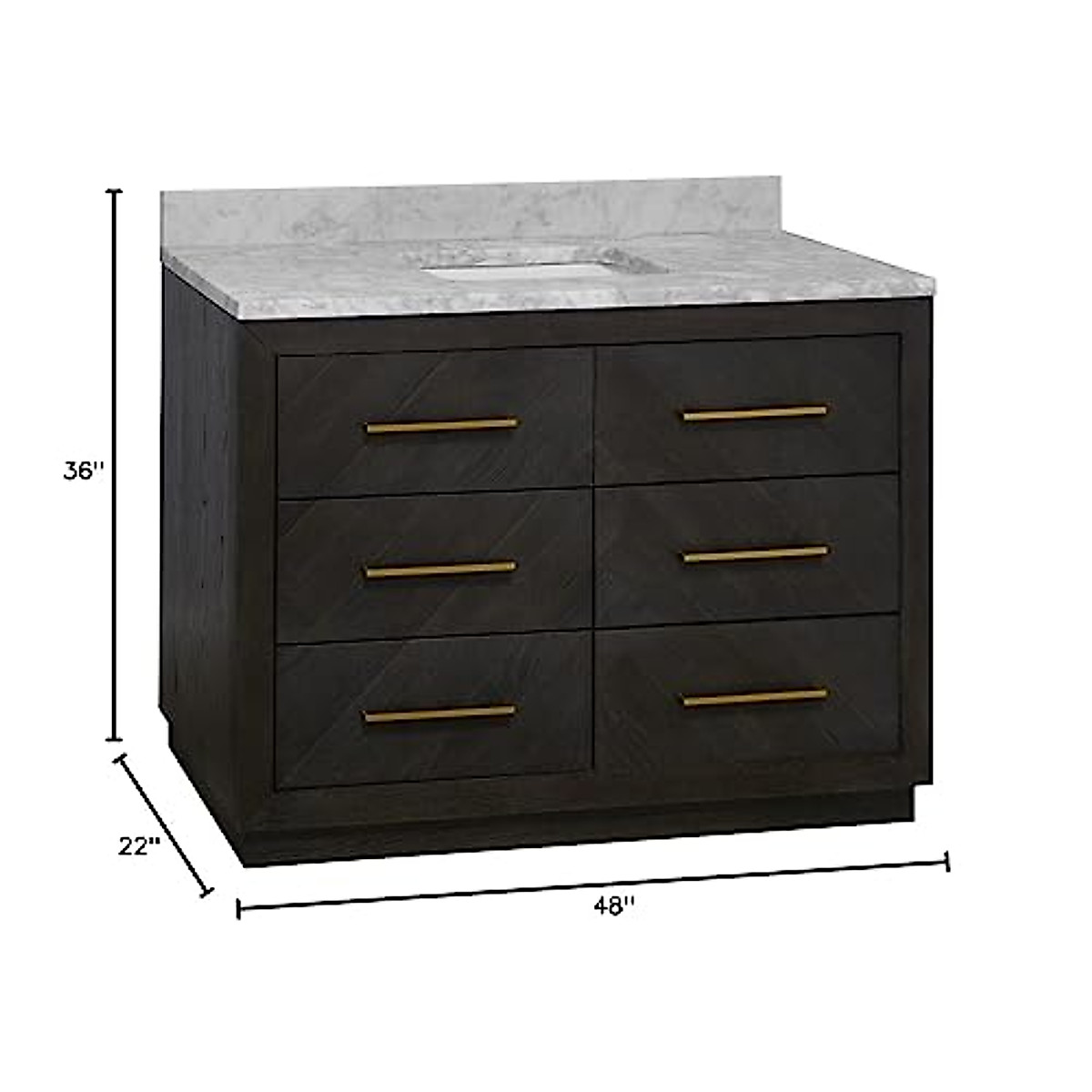Avery 48-inch Bathroom Vanity (Carrara/Dark Oak): Includes Dark Oak Cabinet with Stunning Carrara Marble Countertop and White Ceramic Sink