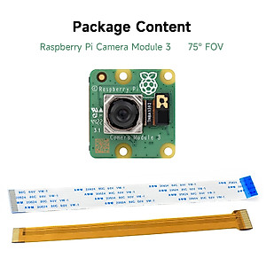 Waveshare Camera Module 3 Package Compatible with Raspberry Pi Camera Module 3(Included), Bundle with 15cm FPC Camera Cable,12MP High Resolution, Auto-Focus, IMX708 Sensor, Basic Version (75°FOV