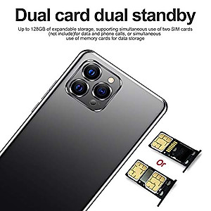 Dilwe1 i12 Pro MAX Unlocked Smartphone,6.7in HD Bang Screen Mobile,1+8G Dual Sim Cell Phone Support 128G Memory Card for Android 6.0 Black(US)