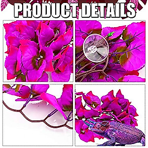 6 Pieces Reptile Plants Artificial Reptiles Terrarium Leaves Plastic Hanging Terrarium Plants Plastic Reptile Habitats Plant Decorations with Suction Cups for Hermit Crab Lizards Geckos Snake
