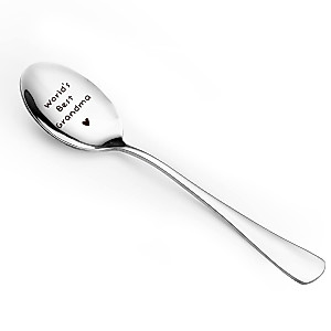 World's Best Grandma Spoon - Funny Grandma Spoon Engraved Stainless Steel Tea Coffee Spoon - Grandma Gift from Granddaughter Grandson for Mother's Day/Birthday/Christmas