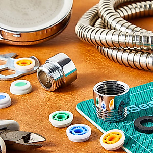 Hotop 8 pieces of Shower Flow Reducer Limiter Set, Water Restrictor, 1/2 inch Thread size 4, 6 and 9 L/min for bathroom saving, Suitable Fixed Head or Handheld