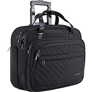 VANKEAN Rolling Laptop Bag Women with Wheels, 15.6 Inch Rolling Briefcase for Women, Water Repellent Overnight Rolling Computer Bag with RFID Pockets for Travel Business Work, Black