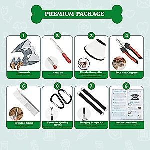 PeppyPetPaws Dog Grooming Hammock - Dog Sling for Nail Clipping with Recovery Collar to Prevent Biting, Strong Hooks, Dog Hanging Harness for Nail Trimming - Dog Grooming Harness Set for Medium Dogs